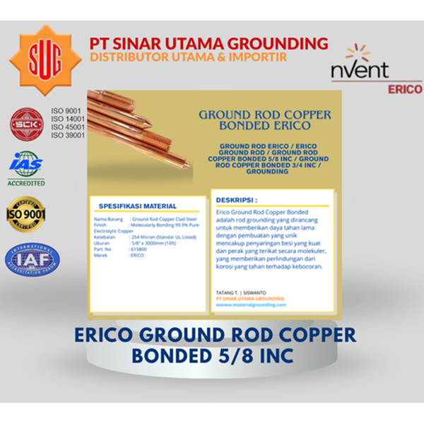 Jual GROUND ROD ERICO 615800, EARTHING ROD ERITECH 615800 oleh Sinar ...