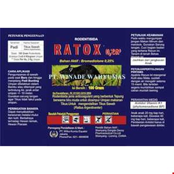 Jual Rodentisida ( Racun tikus ) , RATOX 0, 25P Jawa Timur - PT. WINADE ...