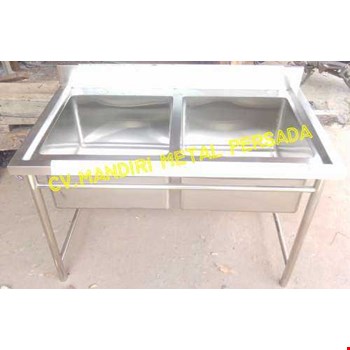Jual Stainless Steel Double Sink Table With Cross Bracing Banten - CV ...