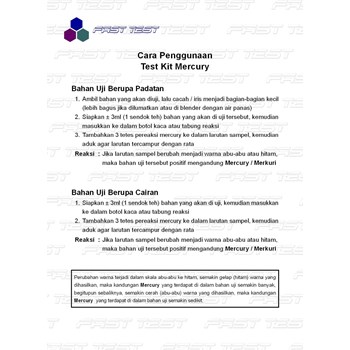 Jual Alat Uji Cepat Kadar Merkuri (Mercury), Reagen Test Kit Mercury ...