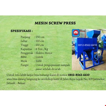 Jual Mesin Screw Press di Bekasi Jawa Barat - PT. Surya Agro Mandiri ...