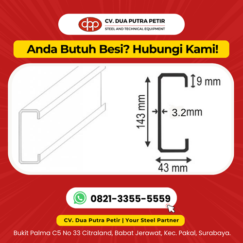 Jual BESI KANAL C / CNP 150 X 50 X 20 X 3,2MM X 6MTR Oleh CV. Dua Putra ...