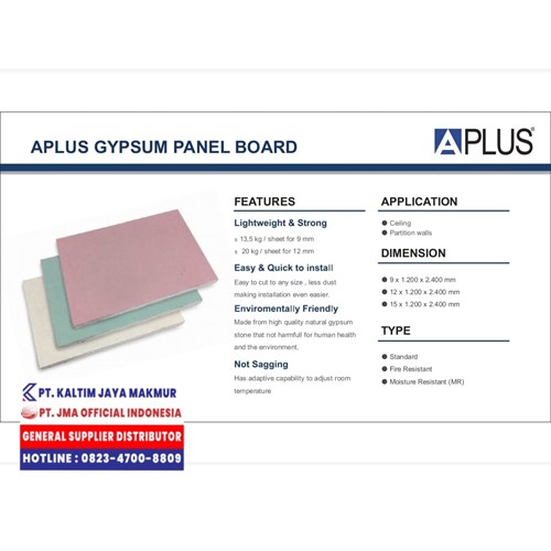 Jual GYPSUM BOARD APLUS STANDARD 9MM & 12MM 1200X2400 MURAH SAMARINDA ...