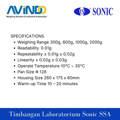 Jual Timbangan Laboratorium Sonic SSA Oleh CV. Avodamitra Indotech