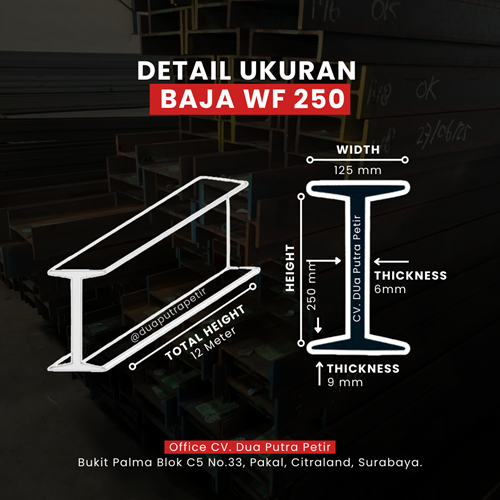 Jual Besi Baja Wide Flange WF 250 X 125 X 6 X 9mm X 12 Meter KPSS & RSI ...