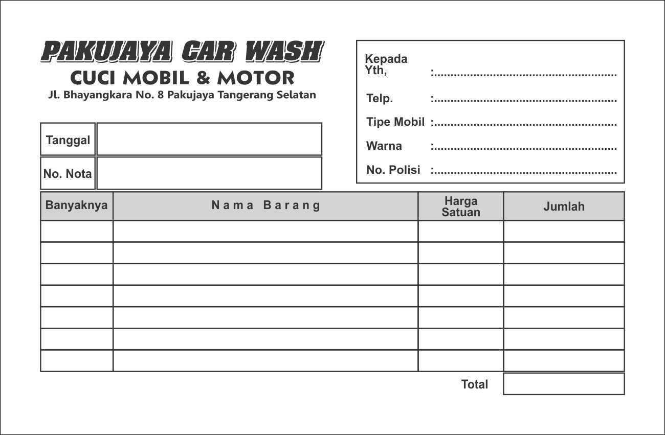 Jual Nota cuci mobil oleh MULTI SUKSES