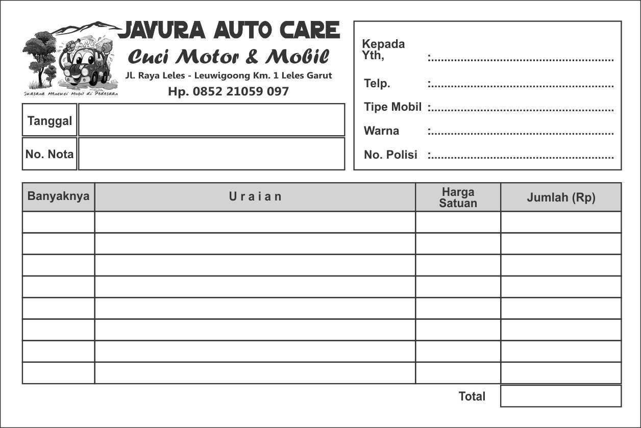 Jual Nota cuci mobil oleh MULTI SUKSES