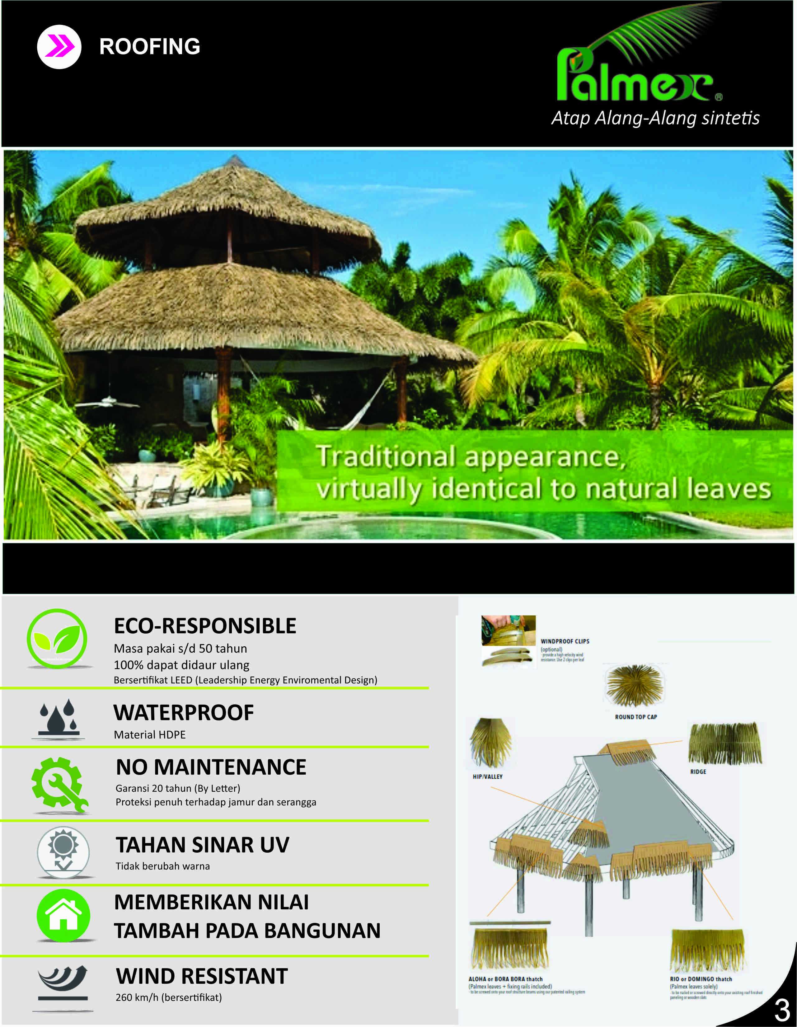 Jual Atap Palmex Alang-Alang Sintetis - Palmex Thatch Roof Hdpe oleh PT ...