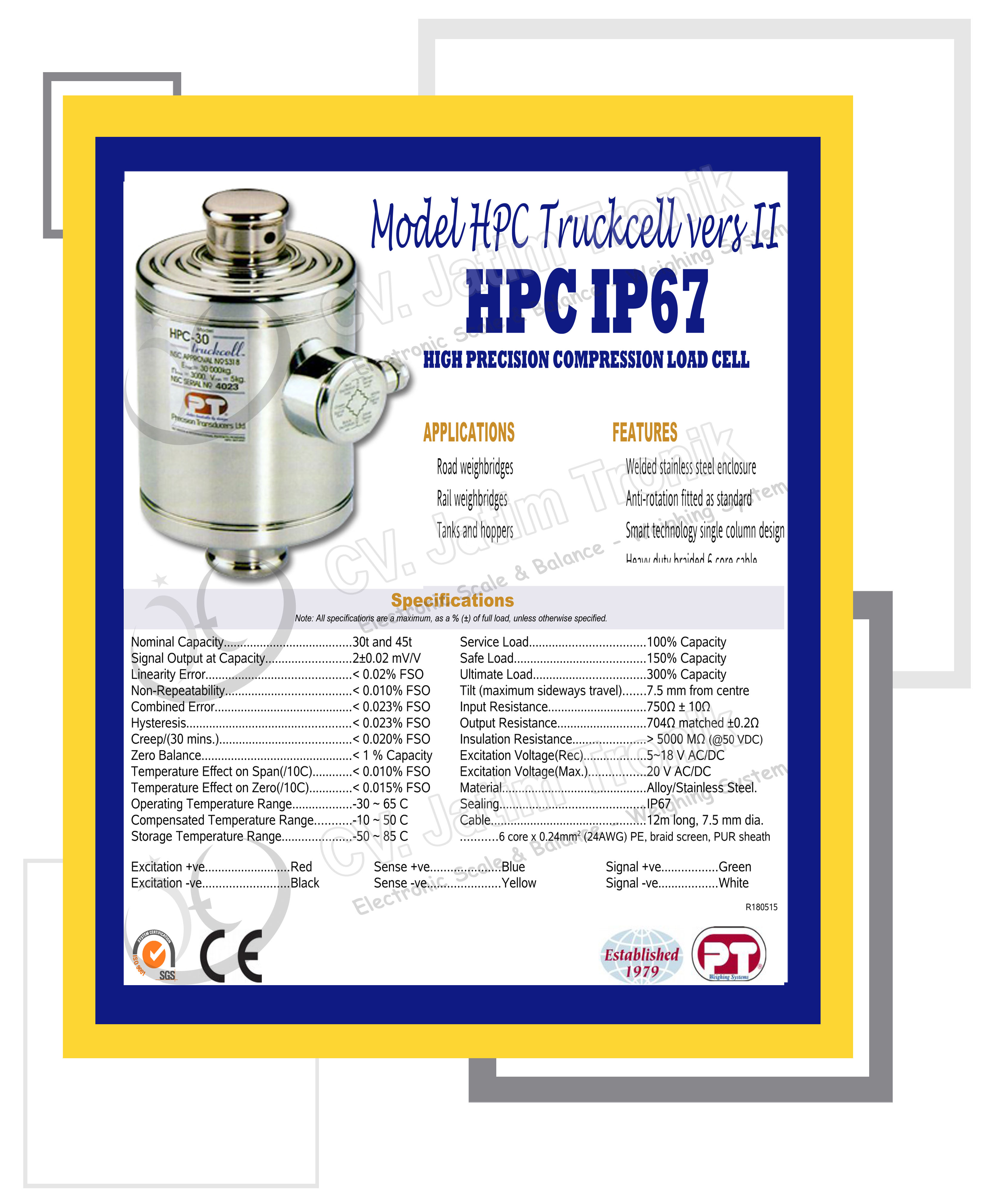 Jual LOAD CELL PT HPC IP67 oleh CV. JATIM TRONIK - Surabaya - Jawa ...