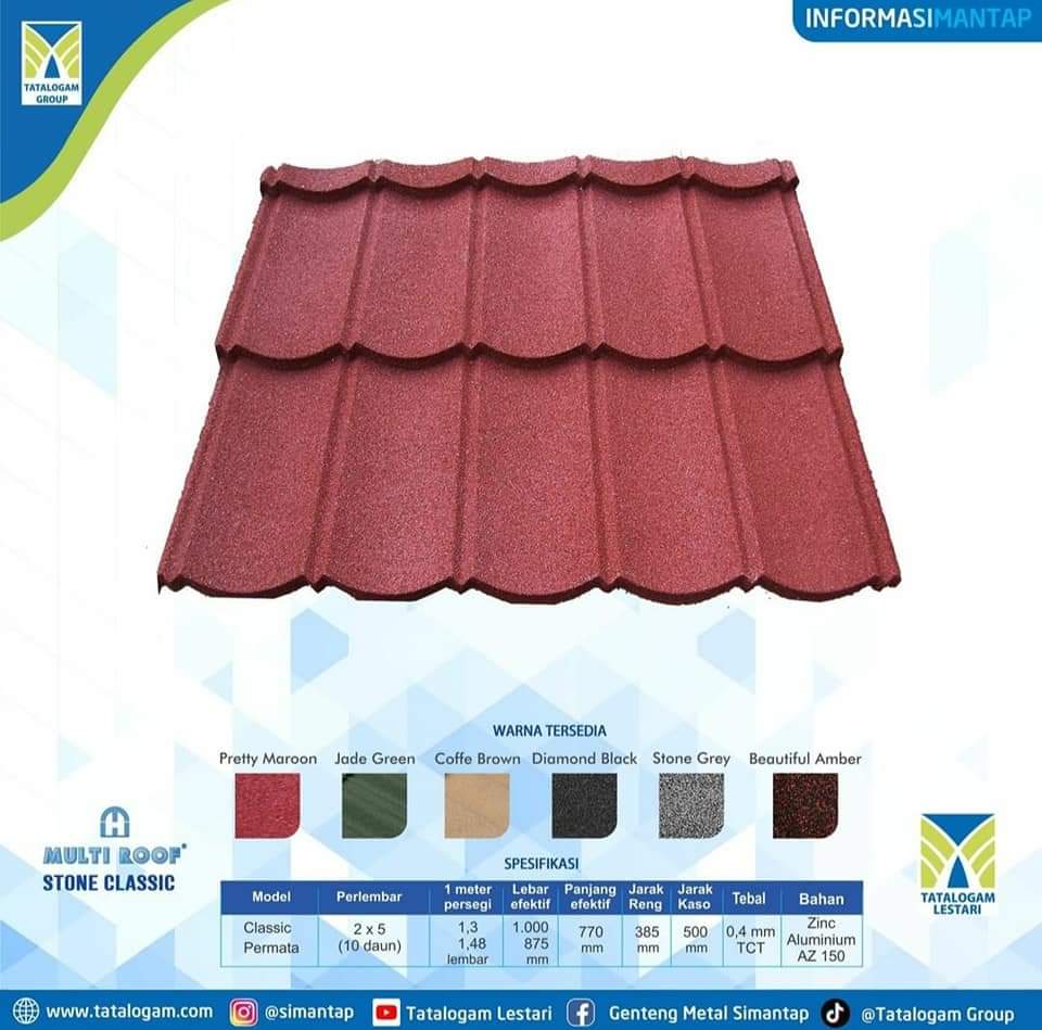 Jual ATAP GENTENG METAL MULTIROOF BERPASIR oleh PT. Kaltim Jaya Makmur