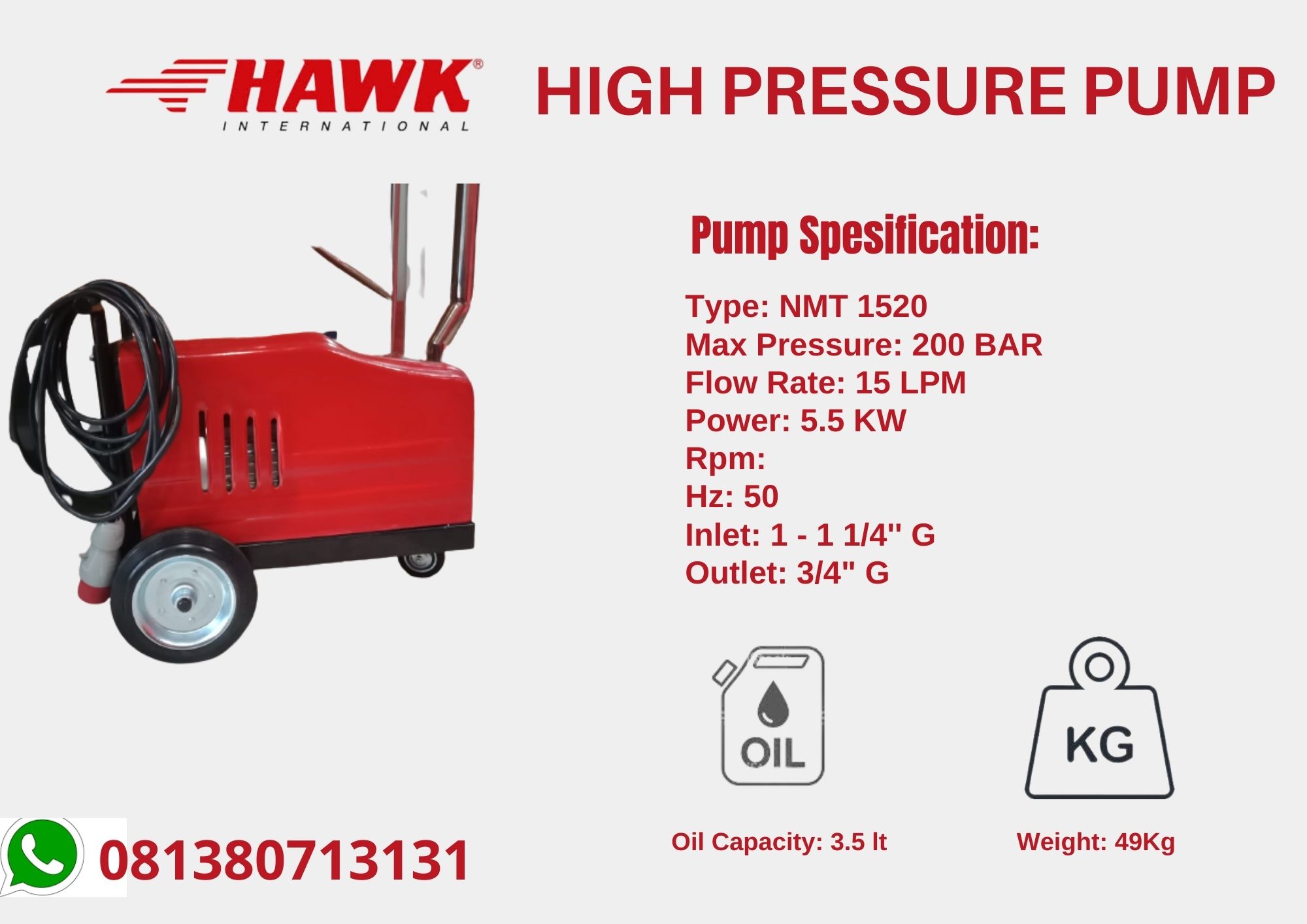 Jual Pompa Hydrotest 170 Bar - Pompa Hawk oleh PT. Solusi Jaya