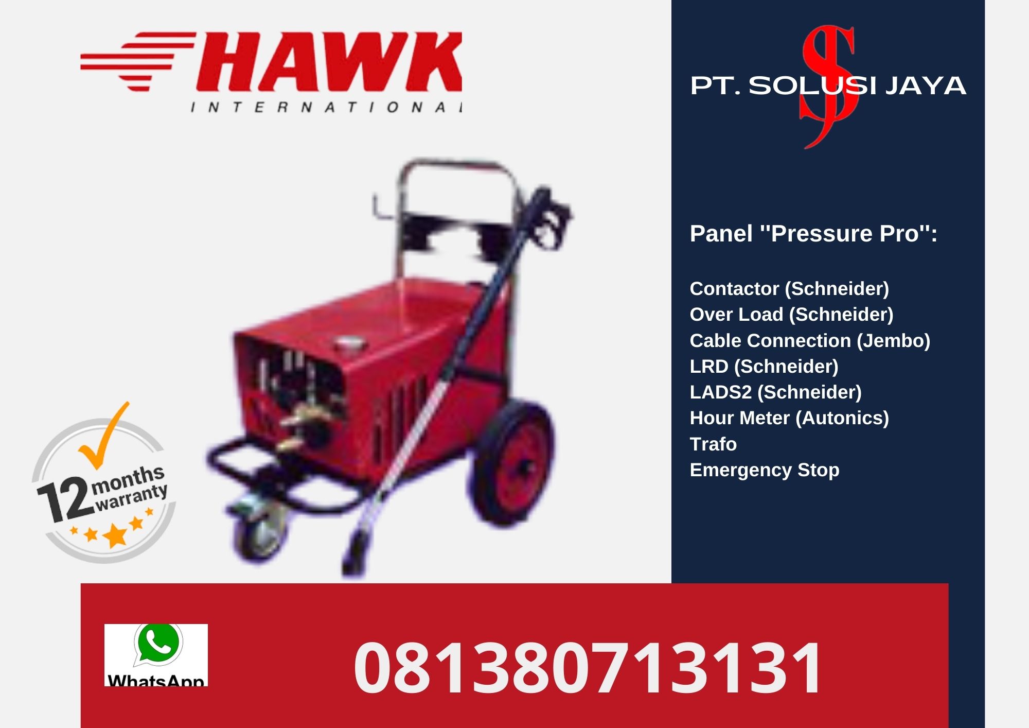Jual High Pressure hawk Cleaner Brand Hawk Italy Pressure 170 Bar-WATER ...
