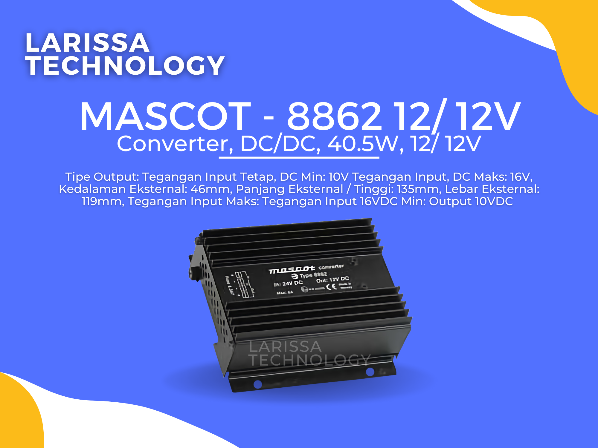 Jual MASCOT - 8862 12/ 12V - CONVERTER, DC/ DC, 40.5W, 12/ 12V oleh ...