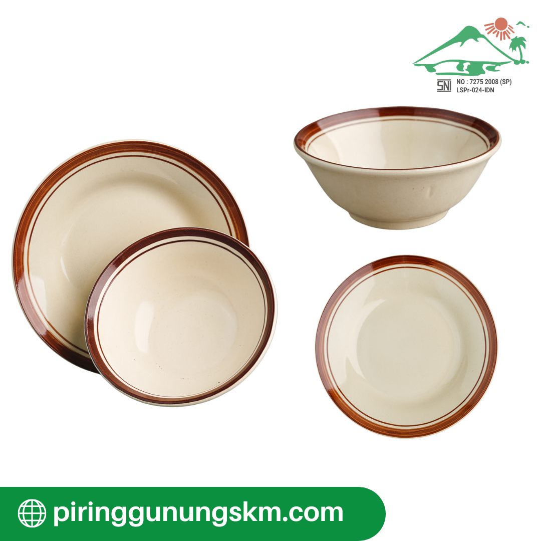 Jual PIRING MAKAN 8 inch dan MANGKOK 6.25 inch LIS COKLAT oleh UD ...