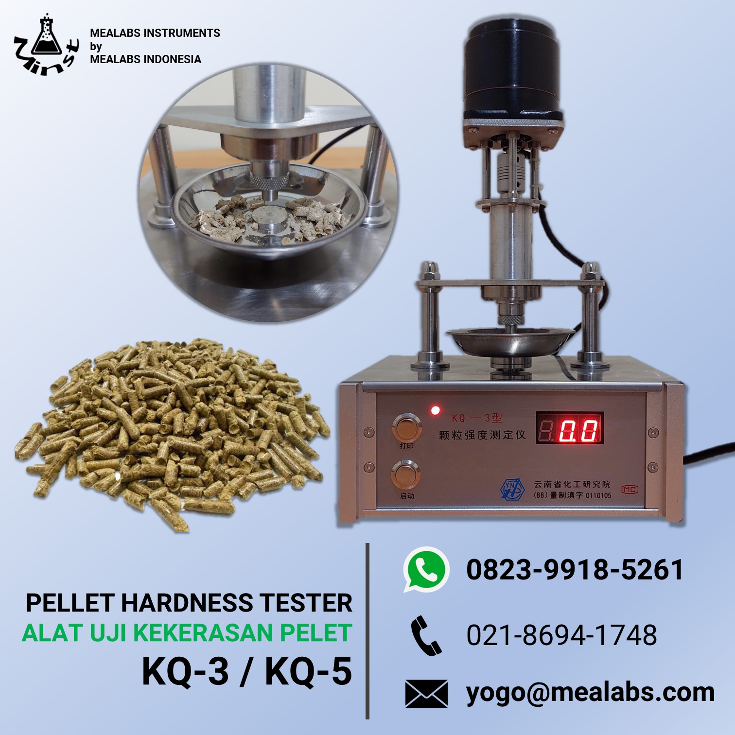 Jual PELLET HARDNESS TESTER KQ-3 / KQ-5 oleh PT. Mealabs Indonesia