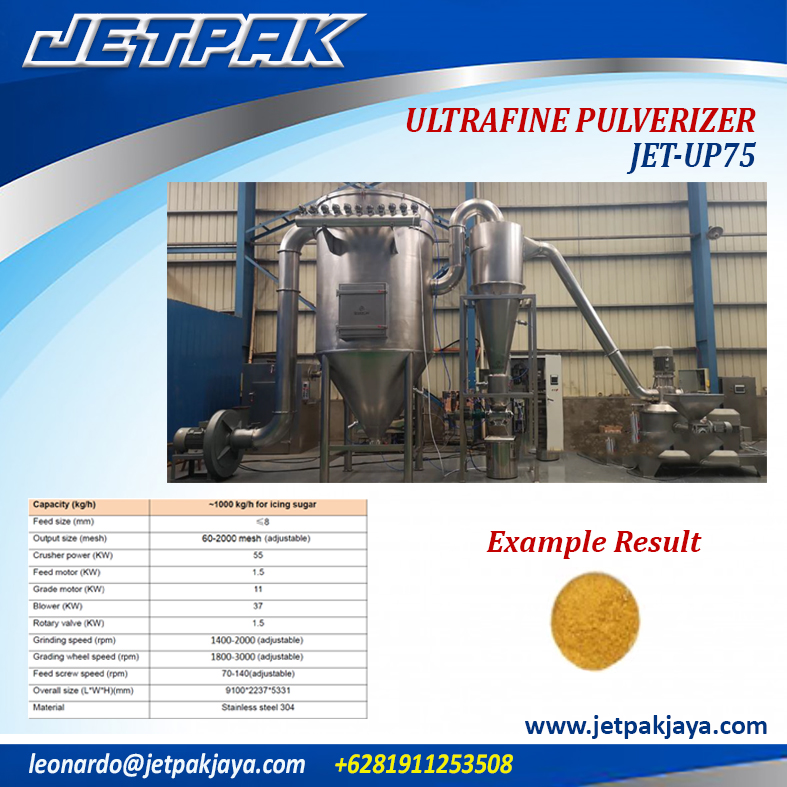Jual Ultrafine Pulverizer JET-UP75 oleh PT. Jetpak Mandiri Jaya