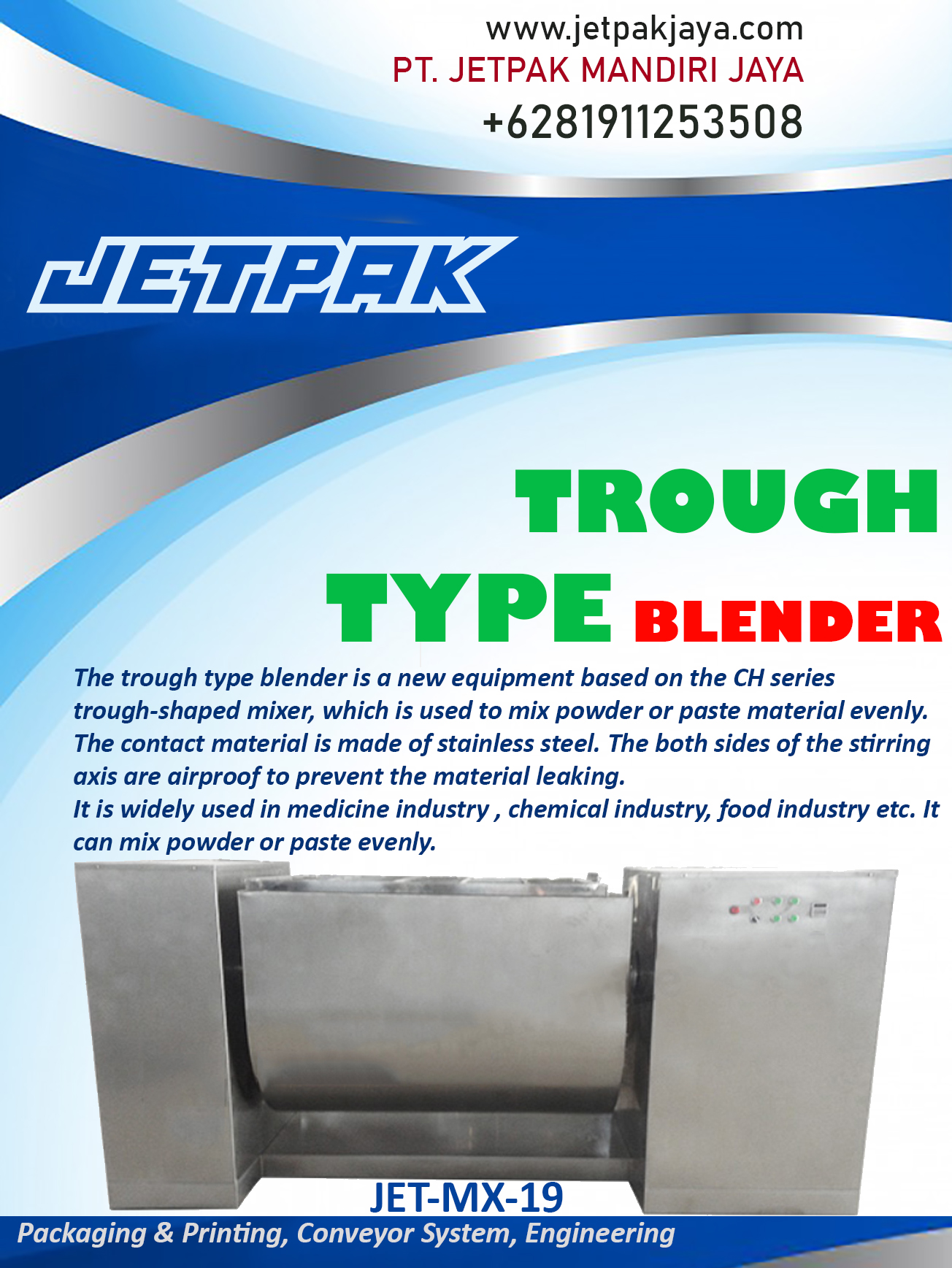 Jual Trough Type Blinder oleh PT. Jetpak Mandiri Jaya