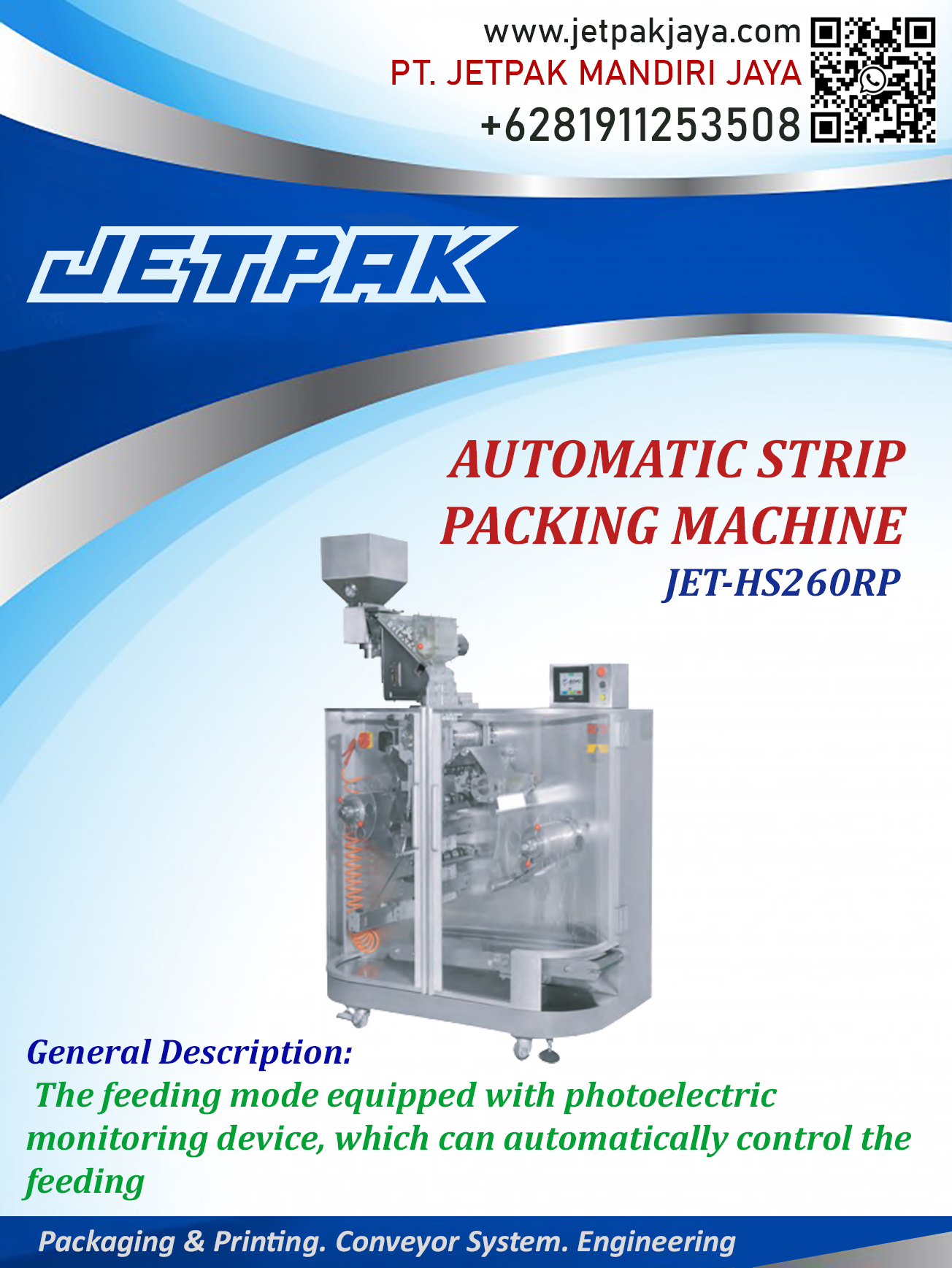 Jual automatic strip packing machine JET-HS260RP oleh PT. Jetpak ...