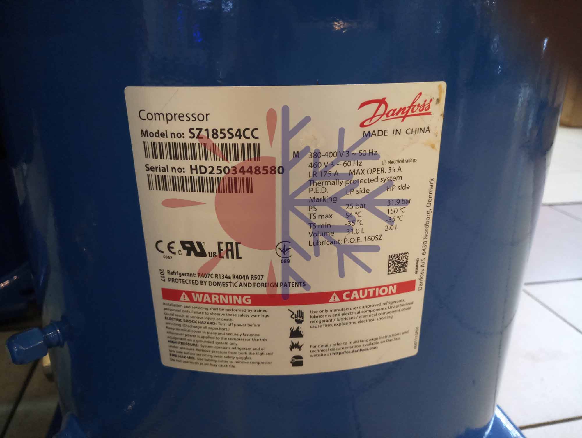 Jual Compressor Danfoss SZ185S4CC oleh Sejahtera Indocool