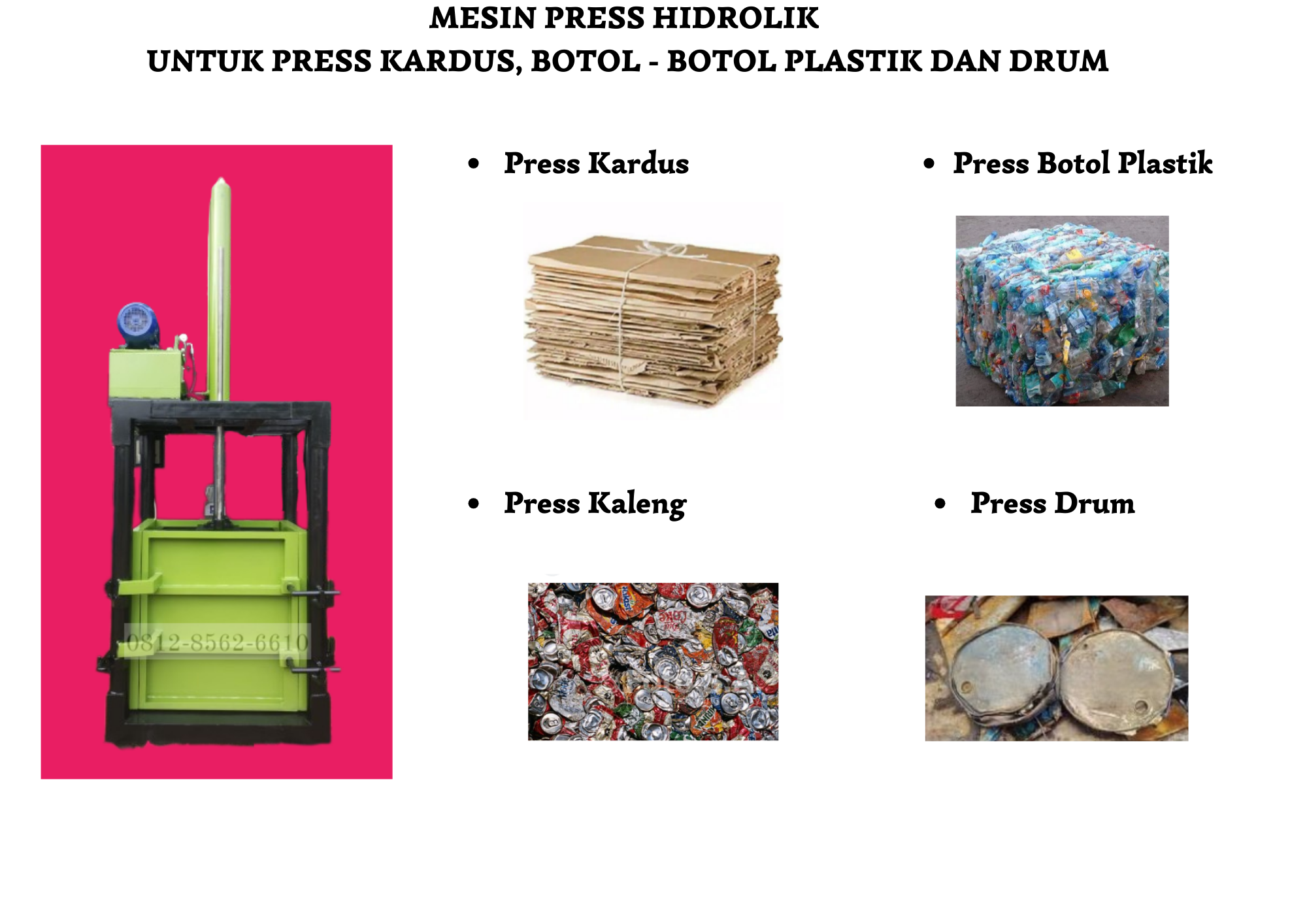 Jual Mesin Press Kaleng Hidrolik oleh PT. Surya Agro Mandiri