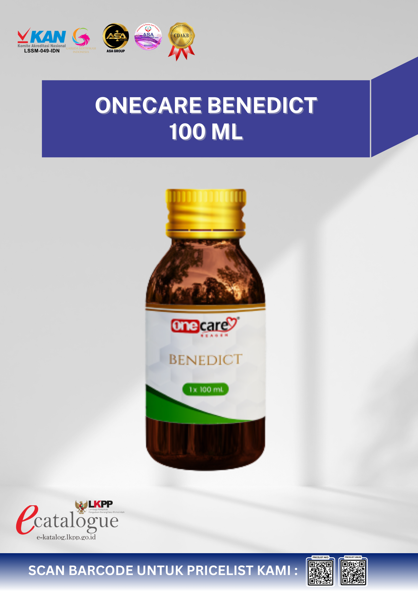 Jual ONECARE REAGEN BENEDICT 1 X 100 ML oleh PT. Anugerah Santosa Abadi