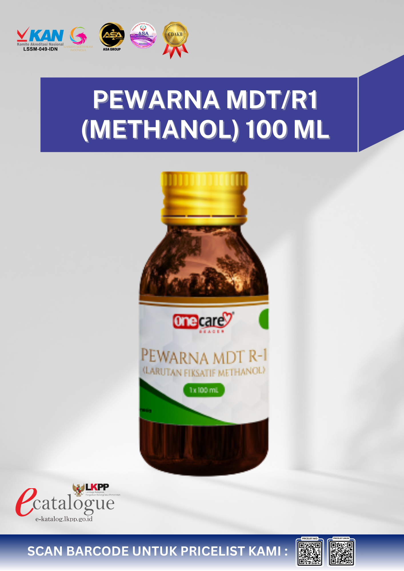 Jual ONECARE REAGEN PEWARNA MDT /R1 (METHANOL) 1 X 100 ML oleh PT ...