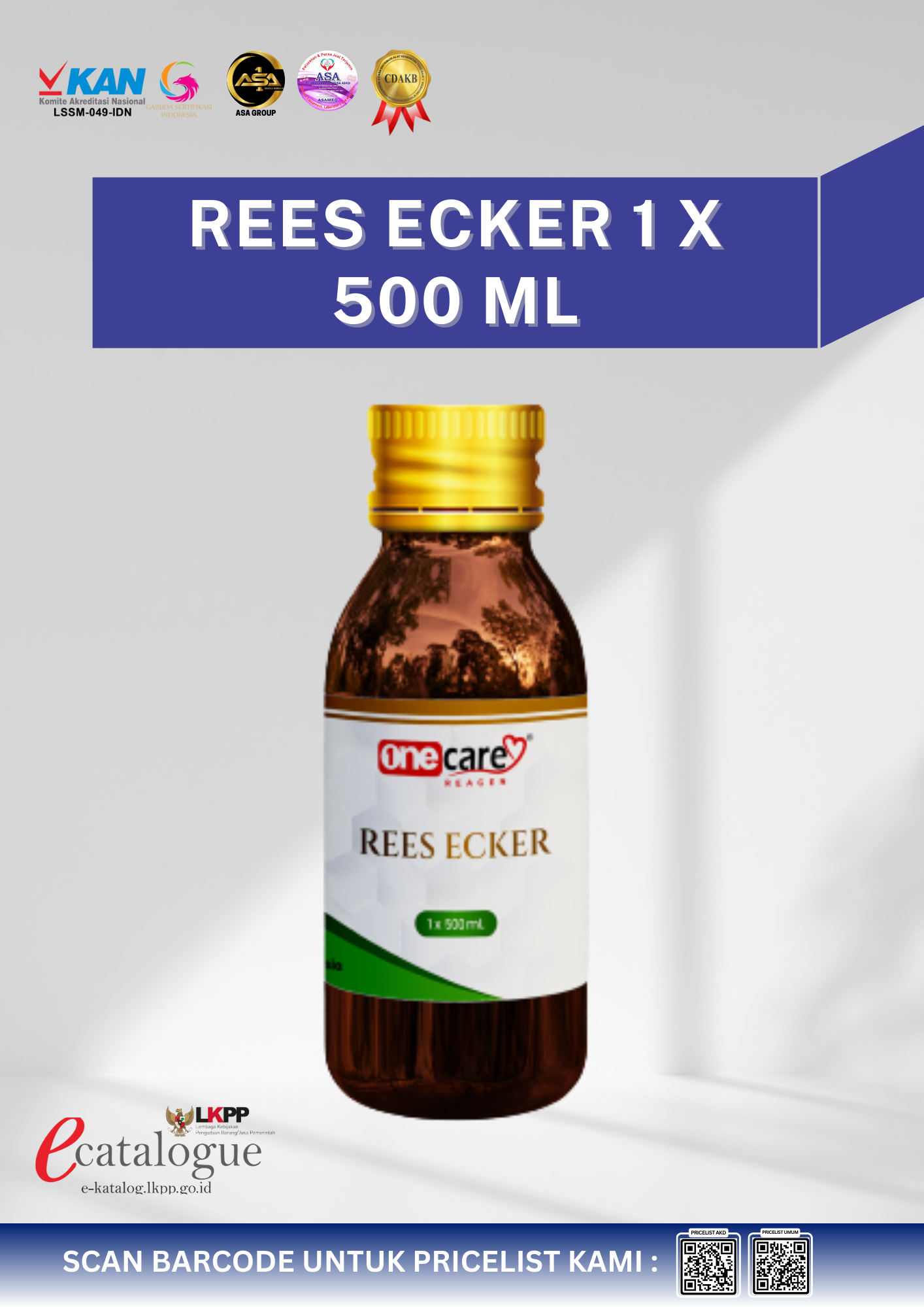 Jual ONECARE REAGEN REES ECKER 1 X 500 ML oleh PT. Anugerah Santosa Abadi