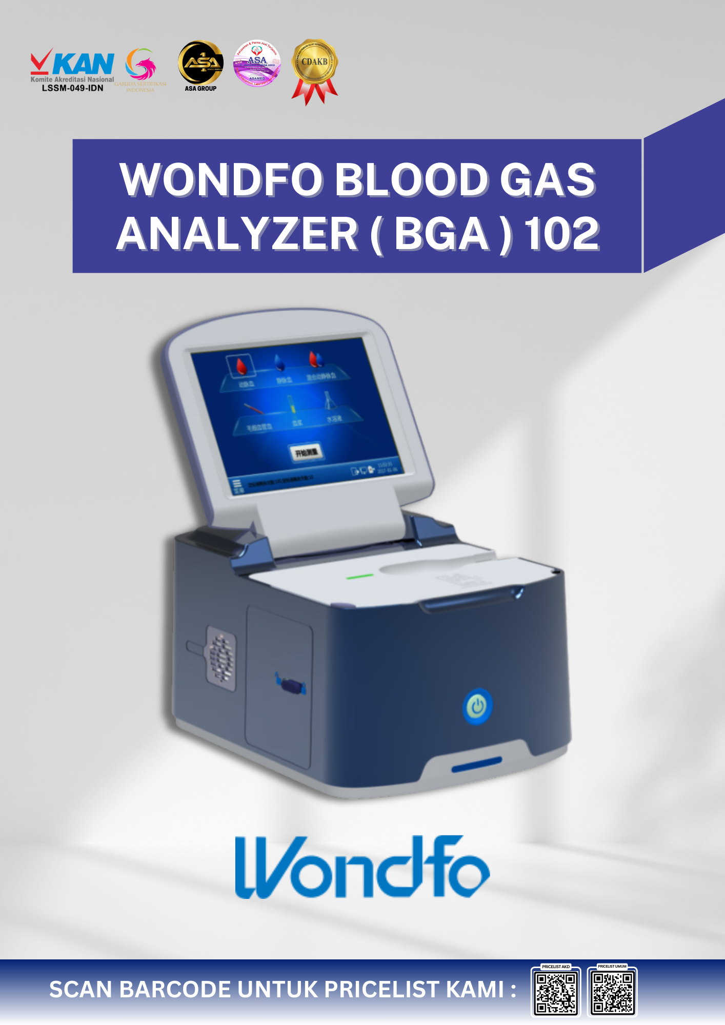 Jual Wondfo Blood Gas Analyzer ( BGA ) 102 oleh PT. Anugerah Santosa Abadi