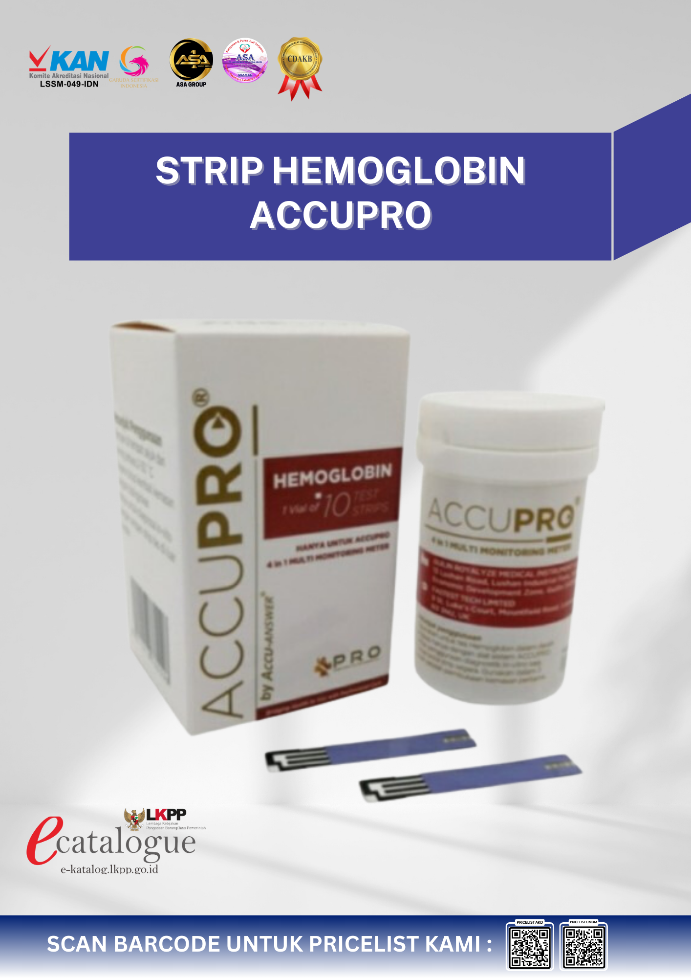 Jual STRIP HEMOGLOBIN ACCUPRO oleh PT. Anugerah Santosa Abadi
