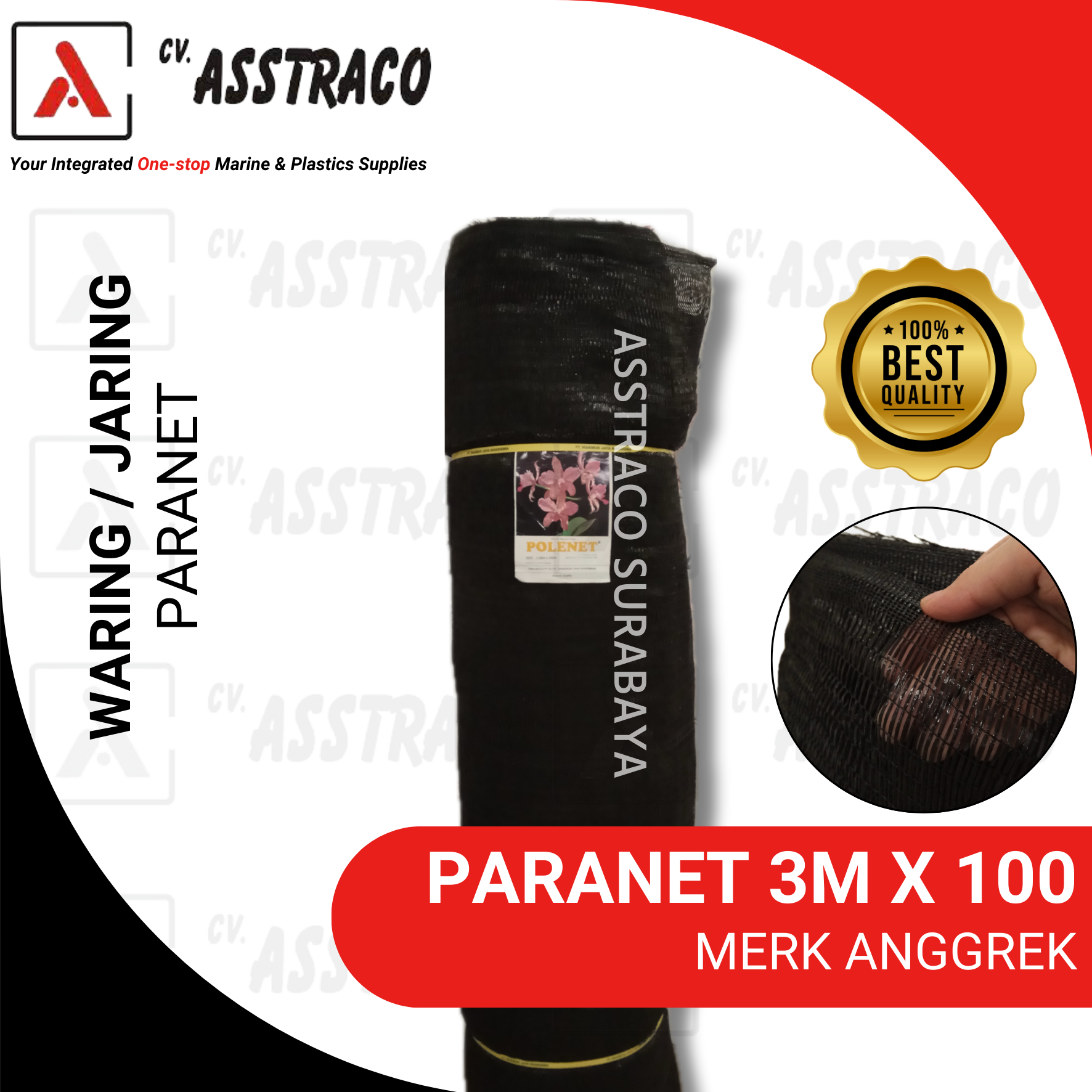 Jual WARING / JARING PARANET 3M X 100 MERK ANGGREK oleh CV. Asstraco