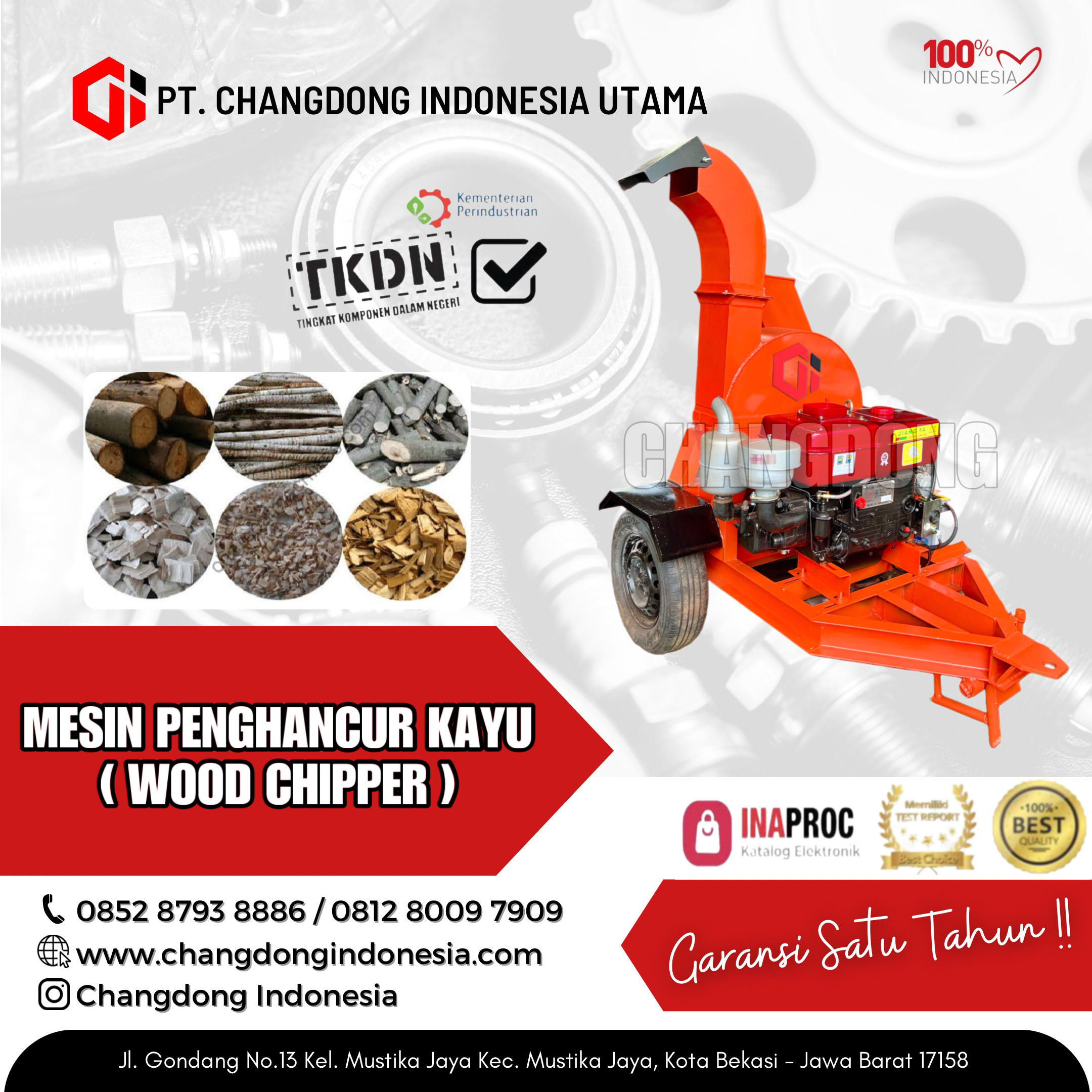 Jual MESIN WOOD CHIPPER MOBILE oleh PT. Changdong Indonesia Utama