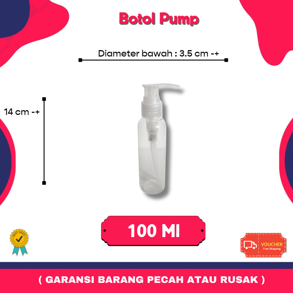 Jual Botol Pump Lotion 100ml Natural Transparant BR RF | Botol Pet ...