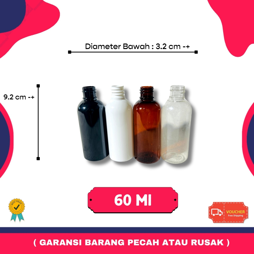 Jual Botol BR 60ml Pet Neck 18 | Botol Pet BR 60ml Tanpa Tutup N18 oleh ...