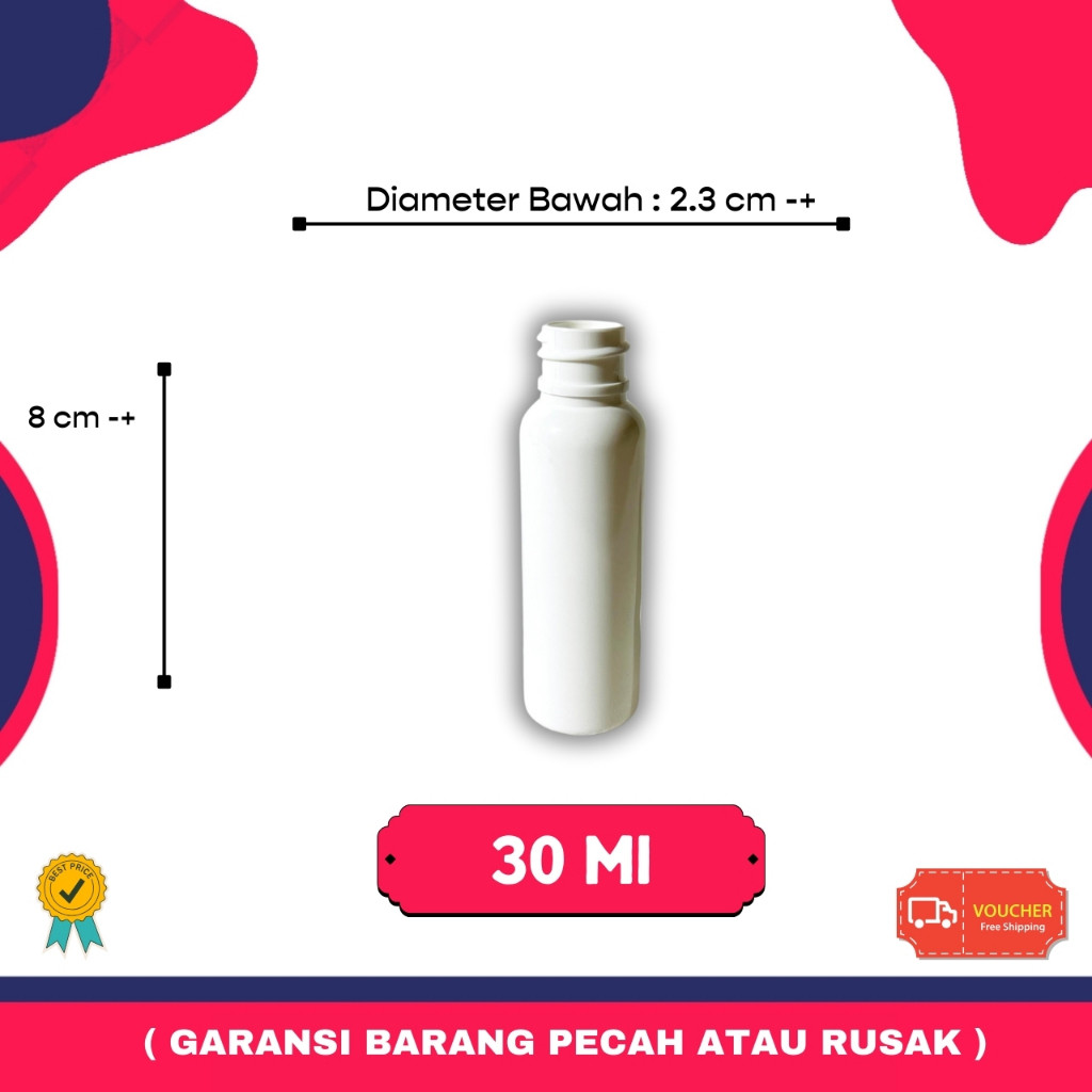 Jual Botol Putih BR 30ml Pet Neck 18 | Botol Pet BR 30ml Tanpa Tutup ...