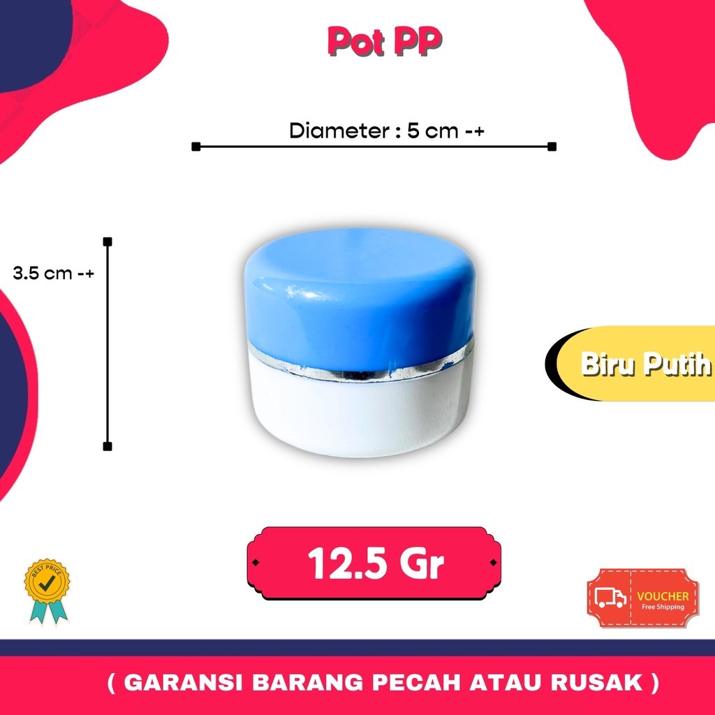 Jual Pot PP Cream 12.5 gr Biru Putih | Pot Jar Kosmetik 12,5 gram oleh ...